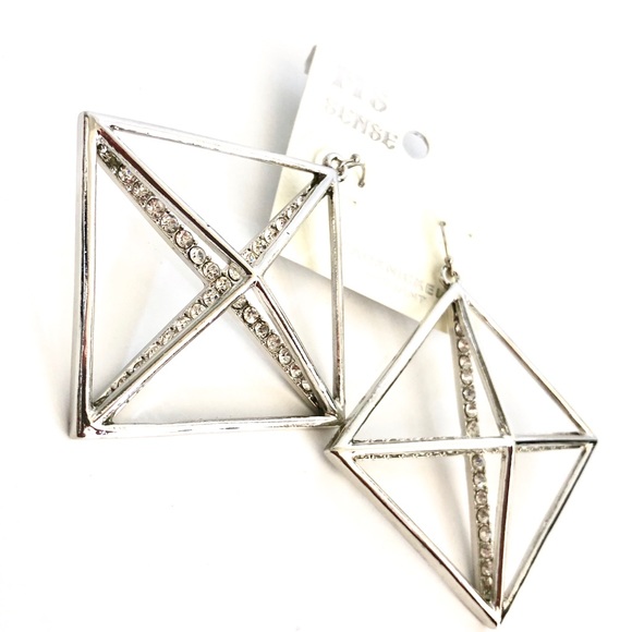 Jewelry | New Silverrhinestone Statement Angular Earrings | Poshmark